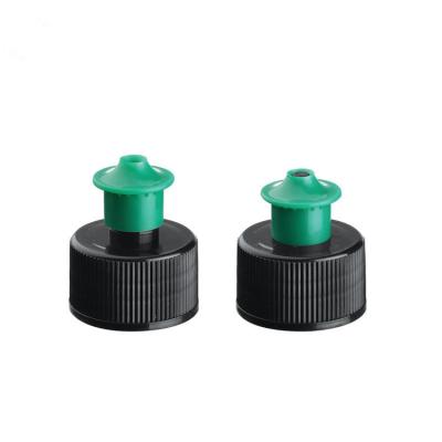 China 28mm 28/410 Black PP Plastic Ribbed Push Pull Cap for sale