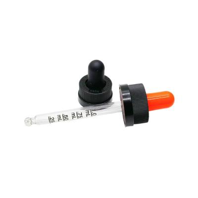 China Black PP Plastic 20-400 Ribbed Skirt Child-Resistant Dropper Assembly with rubber bulb for sale