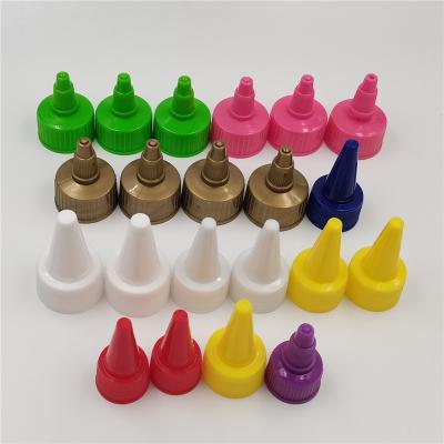 China Hot products plastic 24 28 twist top cap long nozzle dropper cap plastic lid for plastic bottle for sale