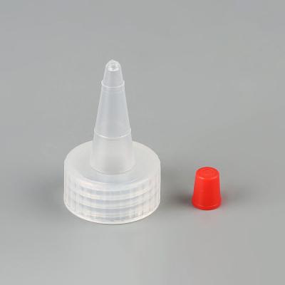 China 24/410 Hot Sales Natural colored PP ribbed skirt yorker spout with plastic pointed mouth cap for sale