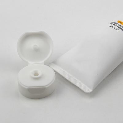 China Cream White Facial Cleanser Plastic 100ML Soft Tube Cosmetic Empty Packaging Hose With Flip Top Cap for sale