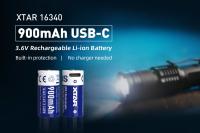 Quality 900mAh Rechargeable CR123A 16340 Li Ion Battery USB C Charging For Smart Home for sale