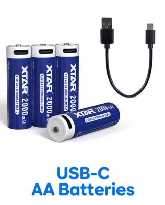 China 1.5V Lithium Ion Aa Battery Replacement USB C Smart Devices 2000 Mah Rechargeable Battery for sale