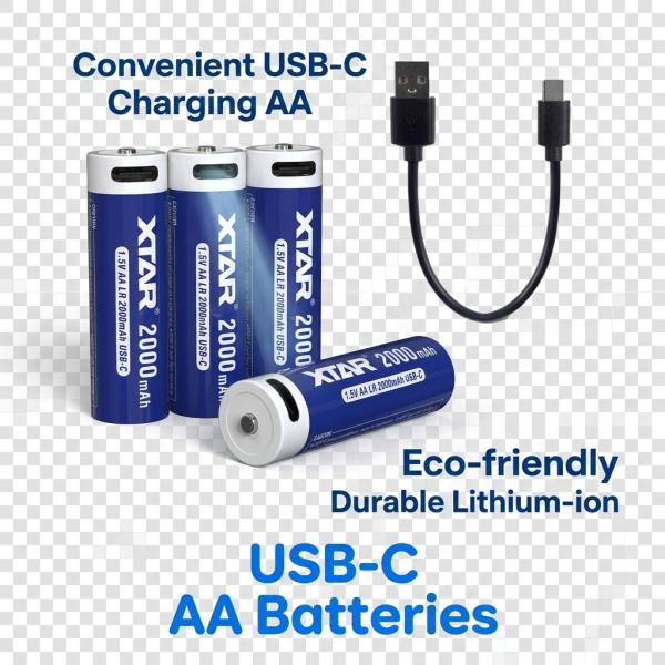 Quality 1.5V Lithium Ion Aa Battery Replacement USB C Smart Devices 2000 Mah Rechargeable Battery for sale
