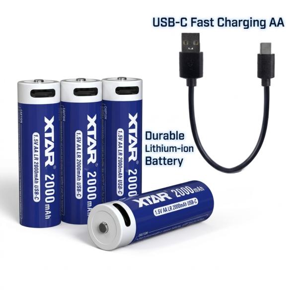 Quality 3000mAh AA Batteries 1.5 V AA Lithium Ion Battery USB C Fast Charging 1200+ Cycles for sale