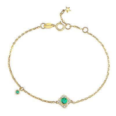 China Emerald Diamond Bracelet Yellow Gold For Women Micro Pave Diamonds for sale