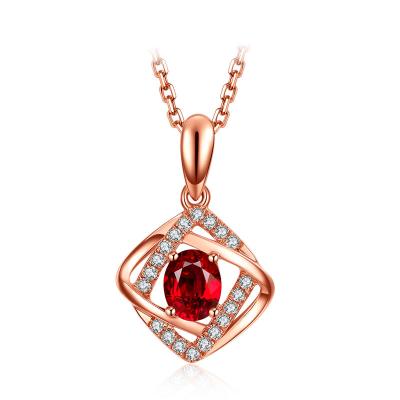 China Oval Gemstone Jewelry In 18kt Gold With Natural Diamond Pendant Necklace for sale