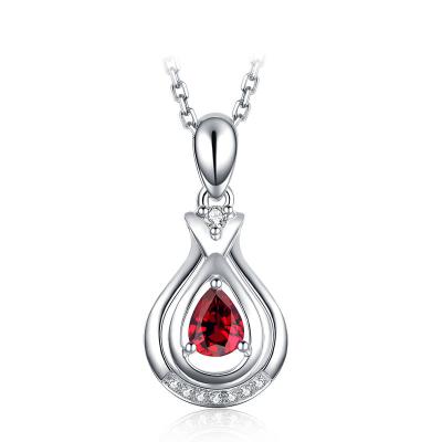China Wedding 18k Gold Jewelry White Gold Ruby Pendant Necklace For Women Anniversary for sale
