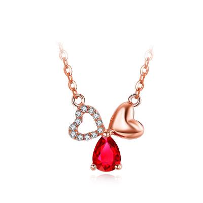 China Ruby And Diamond Heart Necklace , Contemporary Girls Ruby Necklace for sale