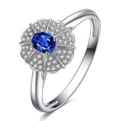 China Diamond Cluster Women's Gemstone Rings , 18 Carat White Gold Sapphire And Diamond Ring for sale