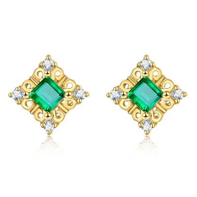 China Emerald Green Jewelry Accessories , Emerald Earrings Yellow Gold for sale