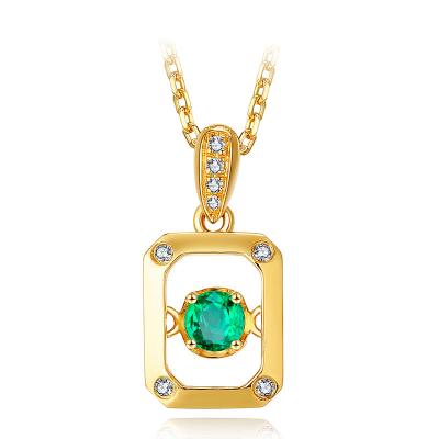 China Gold Necklace With Emerald Pendant , Emerald Stone Necklace Jewelry for sale