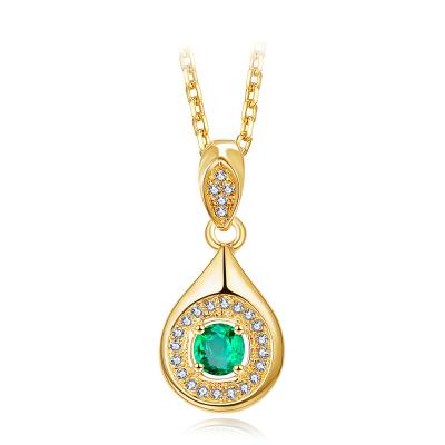 China Custom Made 18k Gold Jewelry Gold Necklace With Emerald Pendant for sale