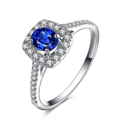 China Solid 18k White Gold Sapphire And Diamond Ring , Diamond Engagement Rings For Women for sale