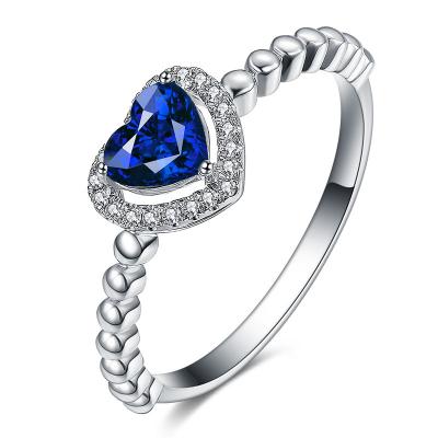 China Blue Heart Shaped Sapphire Ring , White Gold Engagement Rings With Sapphire for sale