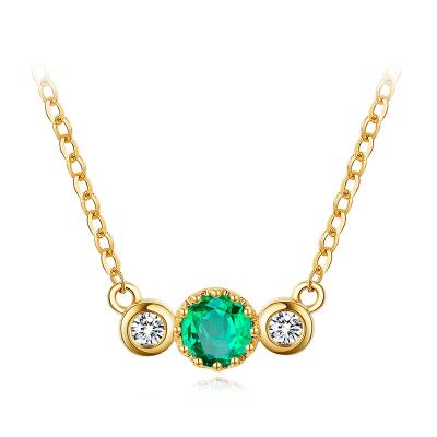 China Green Emerald Alternate Diamond Gemstone Jewelry Natural Emerald Pendant Necklace for sale