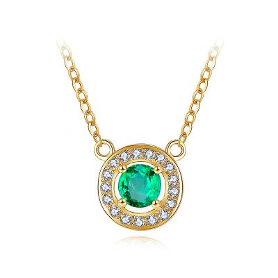 China Simple Gold Gemstone Necklace Gold Necklace With Emerald Pendant for sale