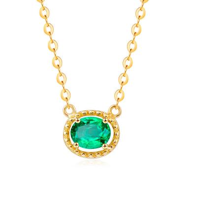 China Emerald Green And Gold Necklace , Large Emerald Pendant Necklace for sale