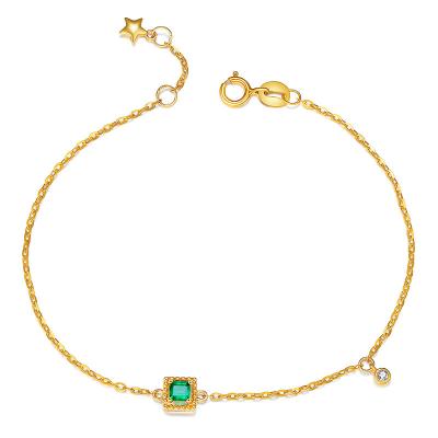 China Green Gold Gemstone Bracelet Emerald And Diamond Bracelet For Girls for sale