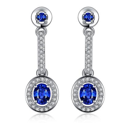 China Natural 18k Gold Gemstone Earrings Sapphire Drop Earrings White Gold for sale