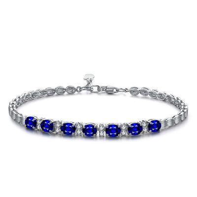 China Blue Gold Gemstone Bracelet Sapphire And Diamond Bracelet White Gold for sale