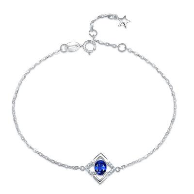 China White Gold And Sapphire Bracelet , 15 To 17Cm Blue Sapphire Diamond Bracelet for sale