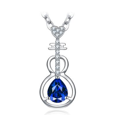 China September Birthstone 18k Gold Jewelry Sapphire Pendant Necklace White Gold for sale