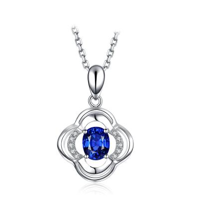 China Beautiful Gold Gemstone Necklace With Blue Sapphire Necklace Pendant for sale