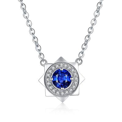 China Fine Gold Gemstone Necklace Blue Sapphire Necklace White Gold Pave Diamonds for sale