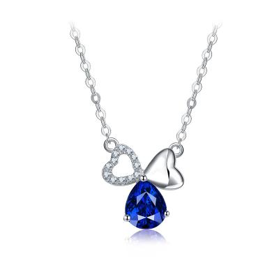 China Natural Gold Gemstone Necklace White Gold Pear Shaped Sapphire Necklace for sale
