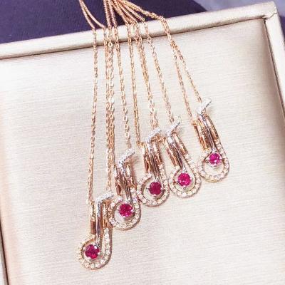 China Genuine Ruby Pendant Necklace , 18k Solid Gold Single Stone Ruby Necklace for sale