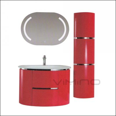 China Modern Bathroom Vanity Wall Mounted PVC Bathroom Cabinet With Glass Sink LED Mirror for sale