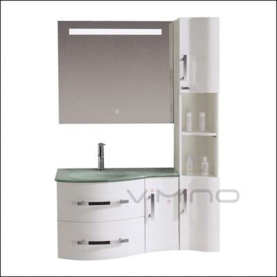 China Custom Bathroom Vanities Combo White Bathroom Wall Cabinets Floating Bathroom Cabinets With LED Mirror Glass Sink for sale