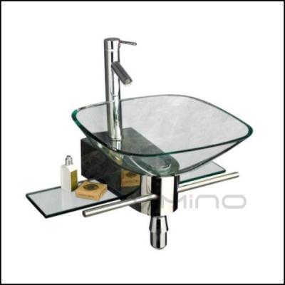 China Vimino Glass Sink Small Tempered Glass Wash Basin Glass Bathroom Vanity for sale