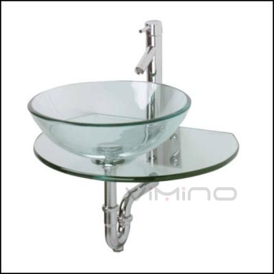 China Cheap Glass Sink Bathroom Vanity Wall Hung Glass Wash Basin From China for sale