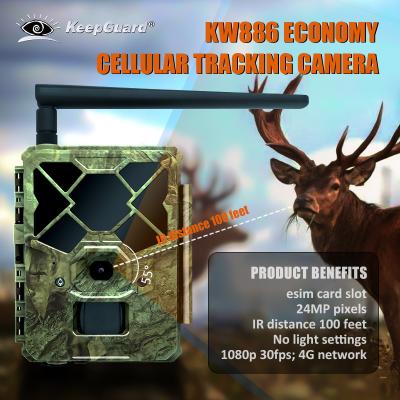 Chine KW886 caméra de chasse à la forêt et à la faune 4G carte SIM 24MP 1080P à 30fps GSM 4G APP imperméable IP67 à vendre