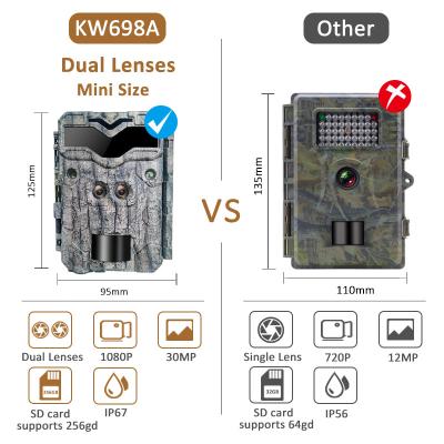 China KW698A hunting trail camera dual-lens 2-sensors scouting camera 4K game camera night vision for sale