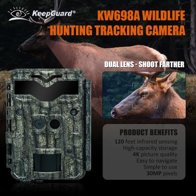 China KW698A hunting trail camera dual-lens 2-sensors scouting camera 4K game camera night vision for sale