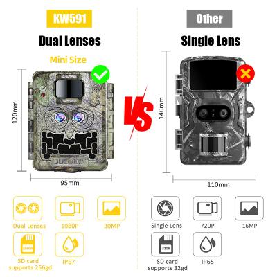 China Sales Promotion 39USD Dual lens/Dual sensor Wildlife Game Camera 30MP 1080P No-Glow 940nm With Day And Night Sensor for sale