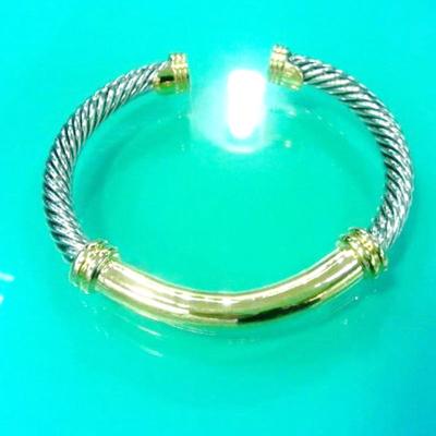 China (B-26)Women Fashion Designer Jewelry Gold Silver Tone Cable Bracelet for sale