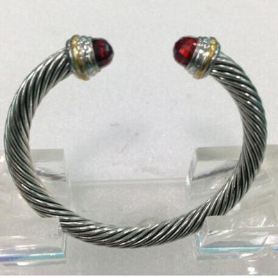China (B-07) Wholesale  Fashion jewelry Cable Classic Bracelet with Garnet and Gold Plated for sale