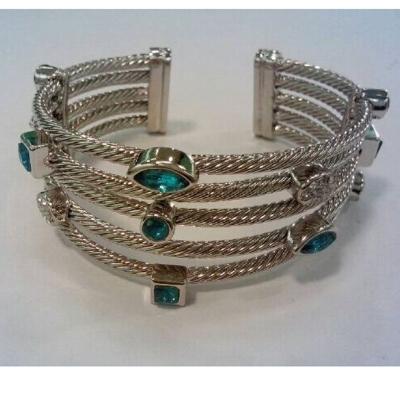 China (B-22) Fashion Jewelry Classic jewelry 5-Row Multi Stone colourful Confetti blue topaz Cuf for sale