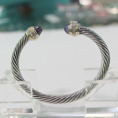 China (B-17) Cable Classics Bracelet with Amethyst and crystal NEW Fashion Girl Jewelry Women for sale
