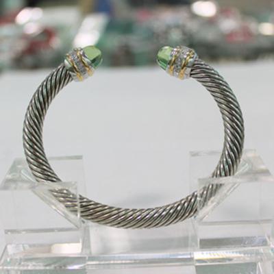 China (B-15) Cable Classics Bracelet with Prasiolite and crystal NEW Design Girl Jewelry Women for sale