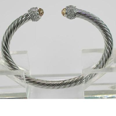 China (B-23)silver Cable Classics Bracelet with Citrine and crystal 7mm cable bracelet for sale