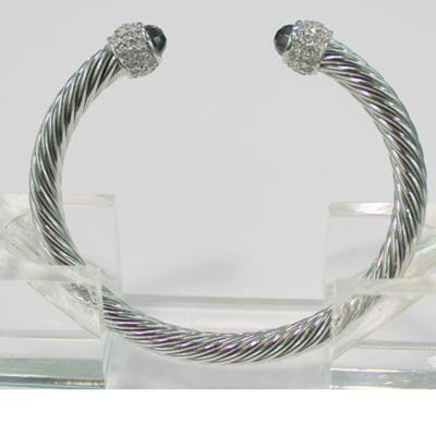 China (B-47)silver Cable Classics Bracelet with Black Onyx and crystal for sale
