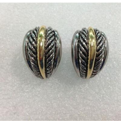 China (E-38) Silver Free shipping Gold with Silver Post Hoop Cable Earring for sale