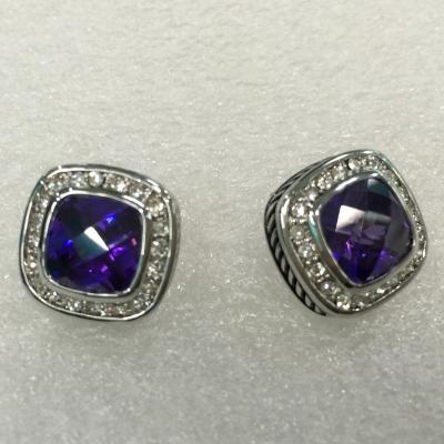China (E02)Wholesale Jewelry puple Dangle Hook Silver Earring Gift Amethyst Stud Earrings for sale