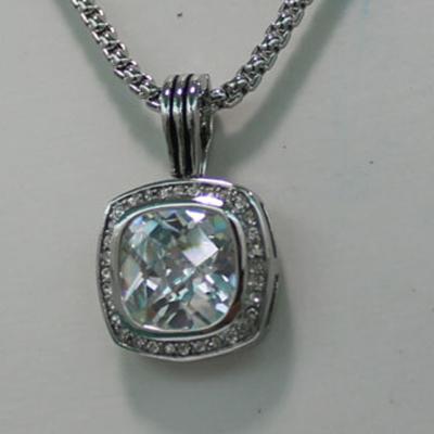 China (N-10)DY Inspired Jewelry White Topaz Silver Pendant Necklace box chain 18 inches for sale