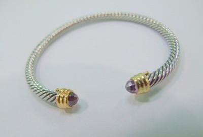 China (B-51)Fashion Jewelry Gold Silver Tone Plated Cable Bracelet with Amethyst Cubic Zircn for sale